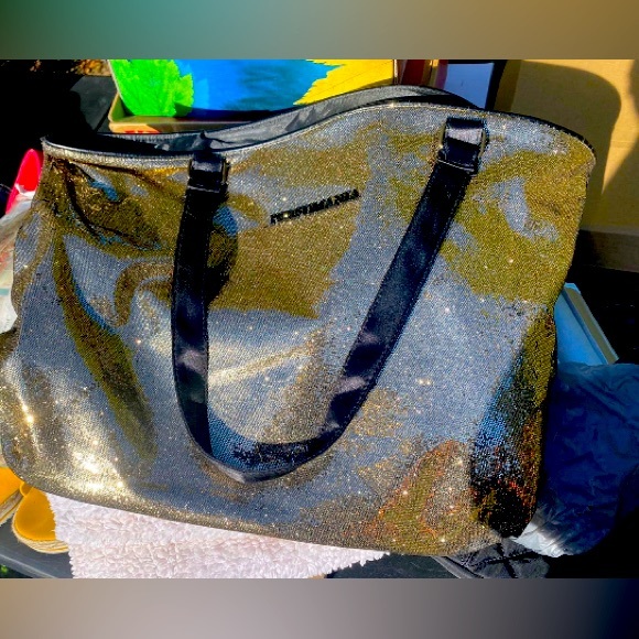 Bags | Sparkling Glitter Tote Bag In Gold Color Normal Wear | Poshmark